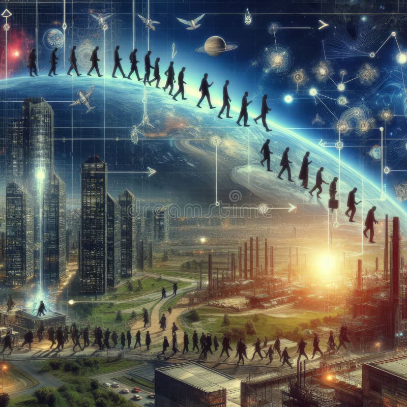 Digital Evolution and Urban Progress Concept Stock Illustration ...