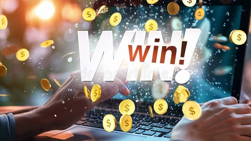 Digital Experience: Showcasing Laptop Screen Displaying Win Scenario ...