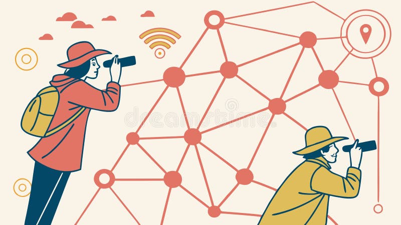 Digital Exploration and Online Discovery, People with Binoculars ...