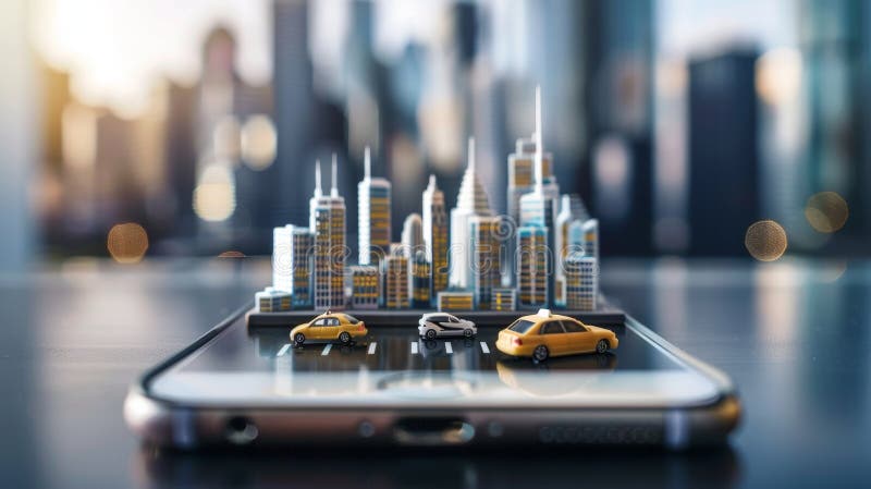 Digital Exploration Virtual Cityscape on Smartphone Screen, AR ...