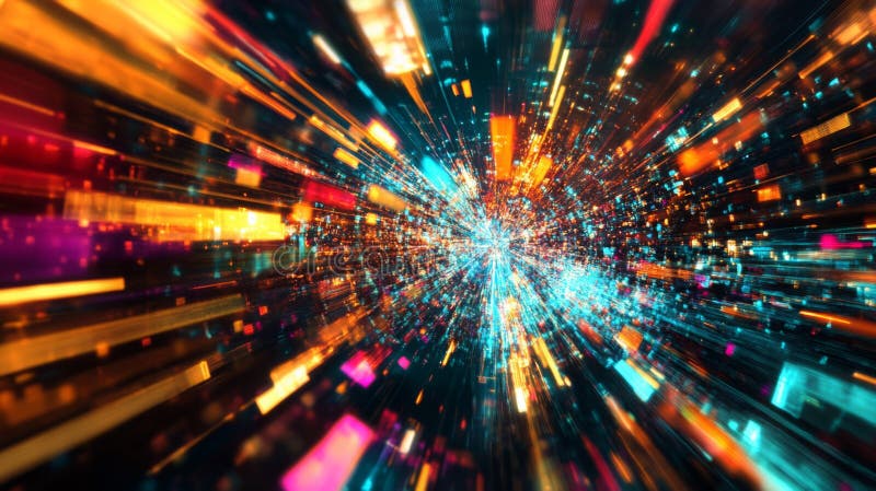 Digital Explosion of Colorful Lights Captured from a Dynamic ...
