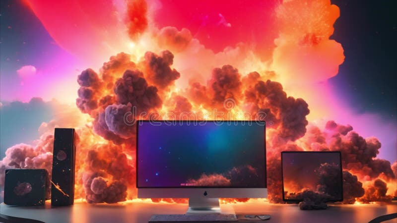 Digital Explosion stock video. Video of impact, design - 336005965