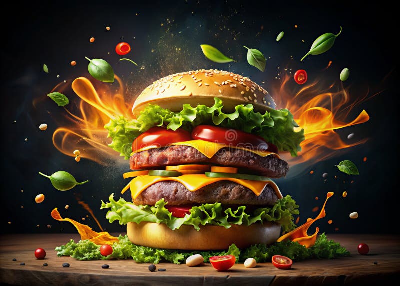 A Digital Explosion Dynamic Cheeseburger Art Captures the Flavor and ...