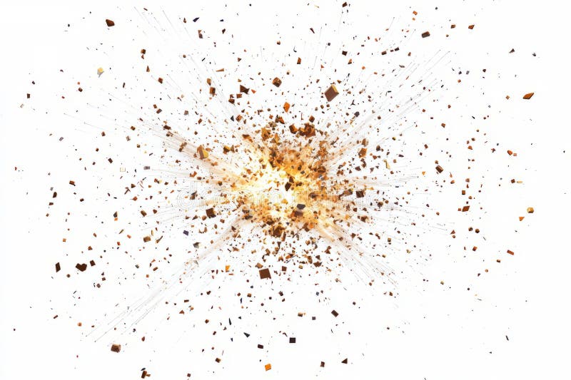 Digital Explosion of Pixel Particles Dispersing Outward, White ...