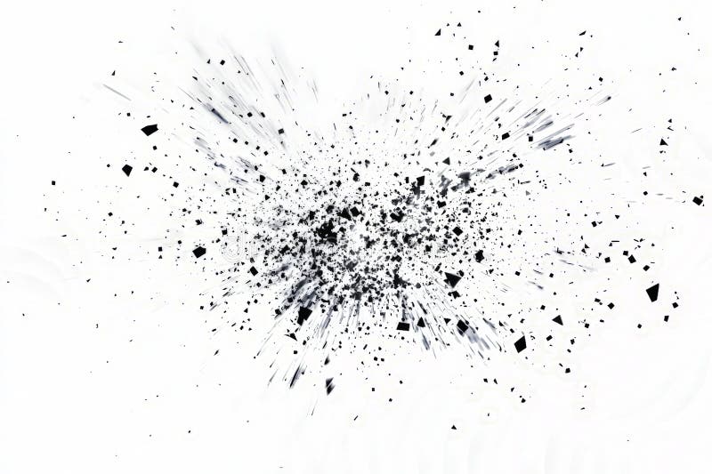 Digital Explosion of Pixel Particles Dispersing Outward, White ...