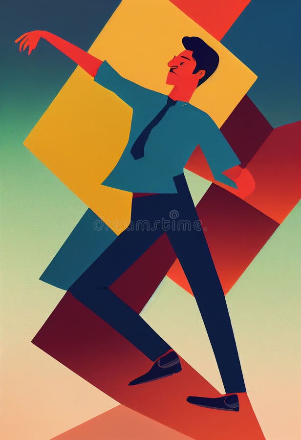 Digital Expressive Dancing Pose, Colorful, Vibrant Illustration. Stock ...