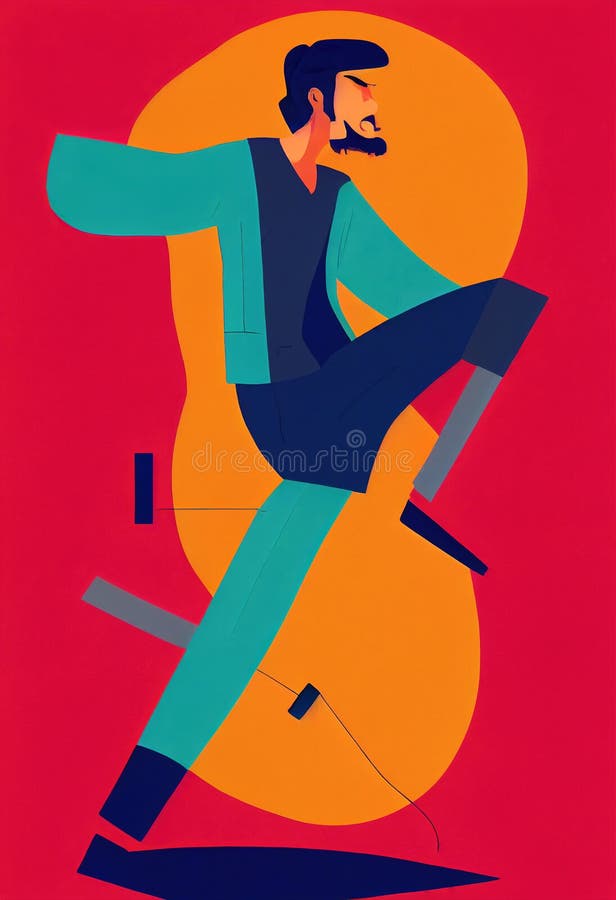 Digital Expressive Dancing Pose, Colorful, Vibrant Illustration. Stock ...