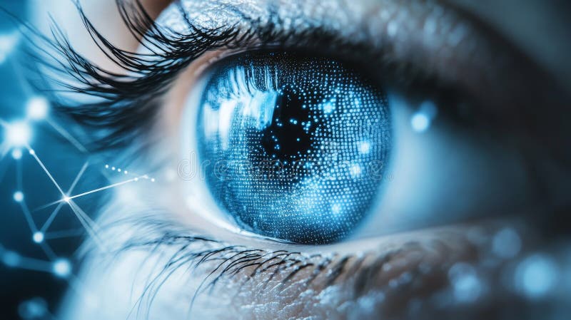 Digital Eye with Abstract Technological Network, Futuristic Concept on ...