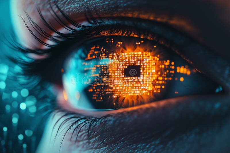 Digital Eye with Binary Code Stock Illustration - Illustration of code, concept: 342628624