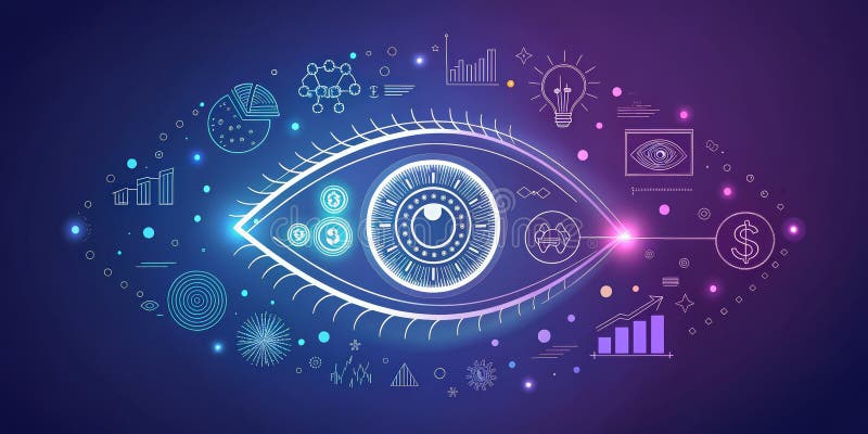 Digital Eye Business Vision, Data Analysis, Futuristic Concept, Purple ...
