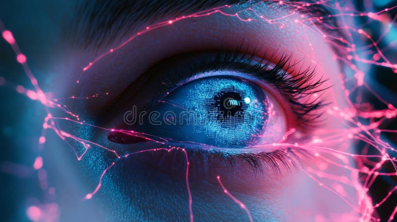 Digital Eye. Closeup of Eye with Glowing Digital Lines, Concept of Eye ...