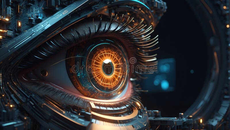 Neon Nexus: the All-Seeing Technology Digital Eye. AI Generate Stock ...