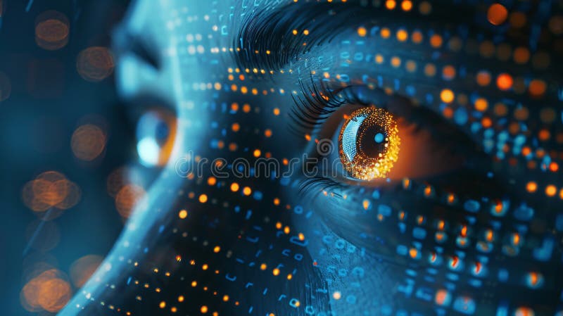 Digital Eye with Futuristic Binary Code Reflection Stock Photo - Image of optics, human: 327532536