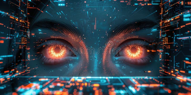 Digital Eye: Glowing Iris. Created by Generative Artificial ...