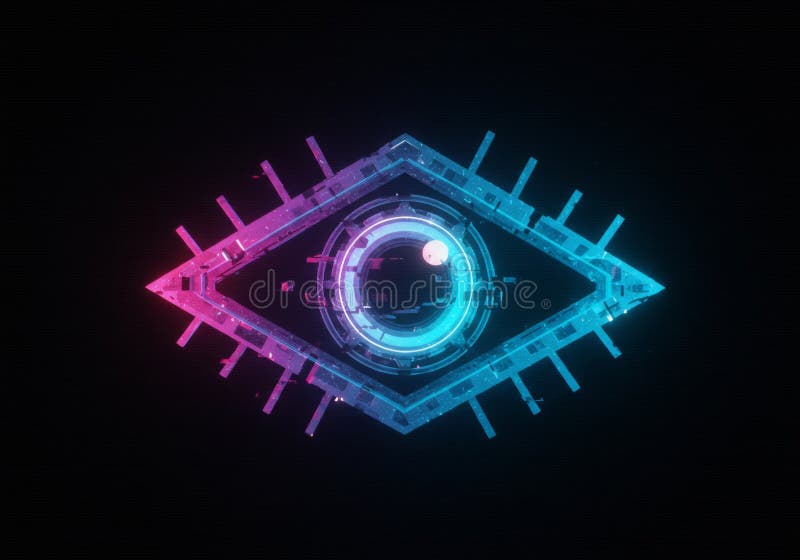 Digital Eye Neon Cyberpunk Abstract Geometric Design Stock Illustration ...