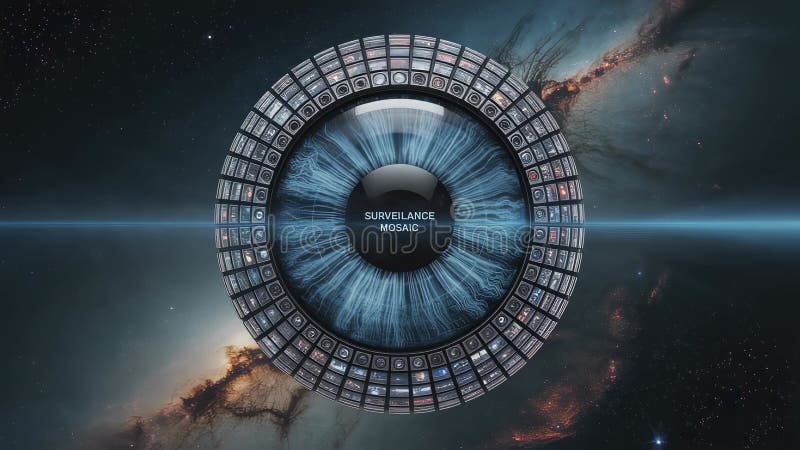 Surveillance Mosaic Eye Monitoring Deep Space Activities Stock Video ...