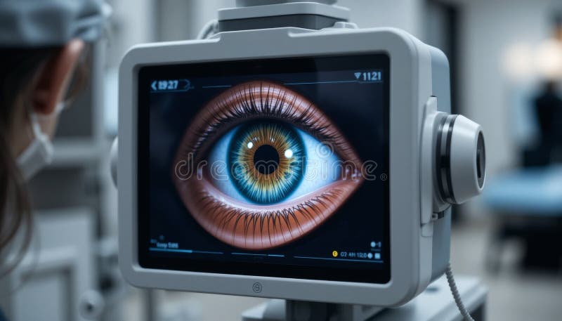 Digital Eye Scanning on a Futuristic Screen Stock Illustration ...