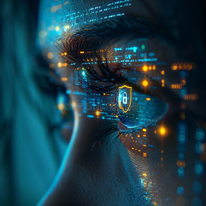 Digital Eye with Secure Biometric Lock Stock Illustration ...