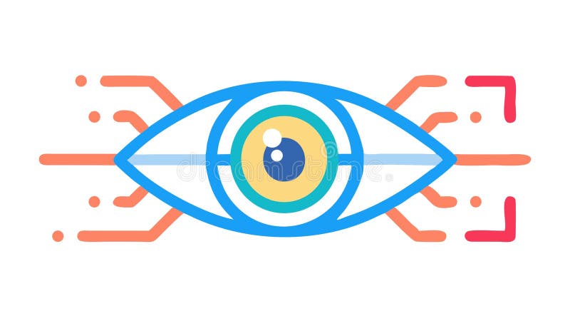 Digital Eye with Targeting Reticle, Tech Surveillance Vector Icon ...