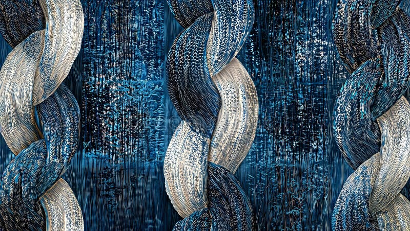 Digital Fabric: Blue and White Weave Pattern, Generative Ai Stock ...