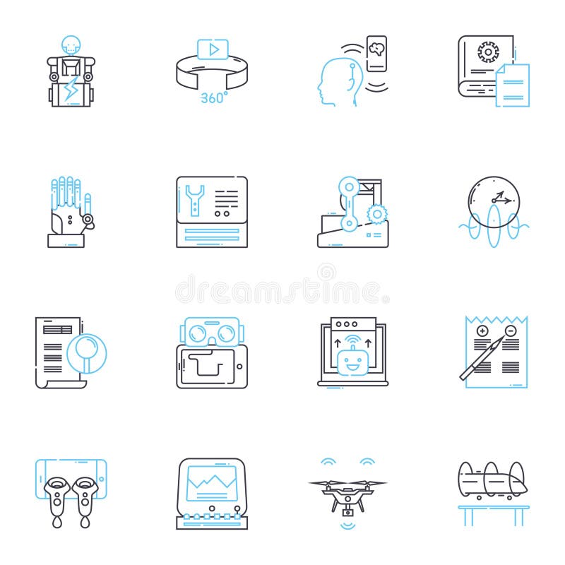 Digital Fabrication Linear Icons Set. Additive Manufacturing, Robotics ...