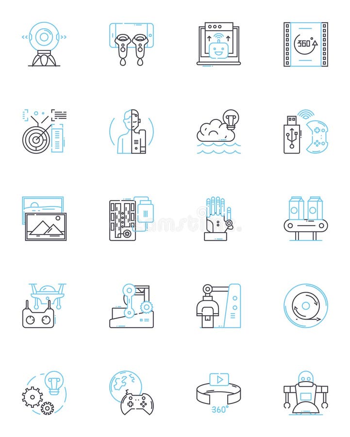 Digital Fabrication Linear Icons Set. Additive Manufacturing, Robotics ...