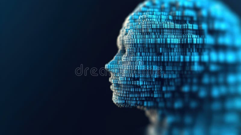Digital Face Composed of Data Stock Illustration - Illustration of ...