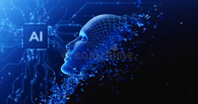 Digital Transformation: AI Artificial Intelligence in Human Face Head ...