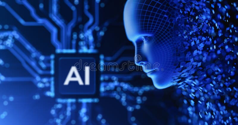 Digital Face Head As Symbol of AI with Circuit and Artificial ...