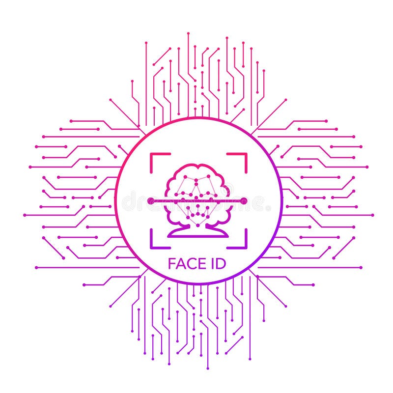 Digital Face Identification System Concept Illustration. Vector Stock ...