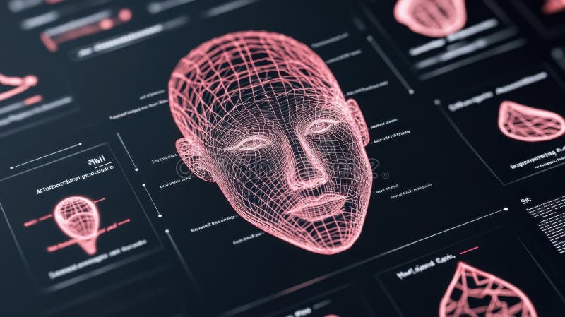 Digital Face Mapping, a 3D Wireframe Analysis Stock Photo - Image of ...