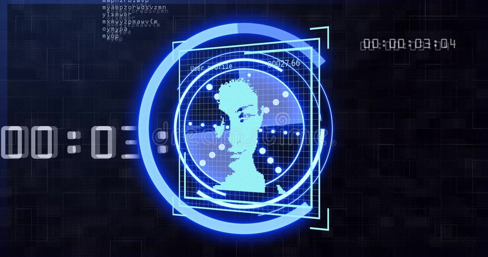 Digital Face Scan Image Over Binary Code and Data Processing Stock Illustration - Illustration ...