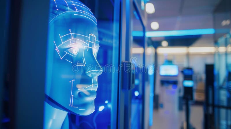 Digital Face Scan at Modern Security Checkpoint Stock Photo - Image of ...