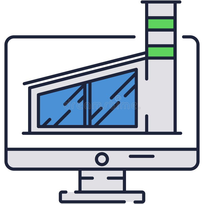 Digital Factory Icon Iot Smart Technology Vector Stock Vector ...