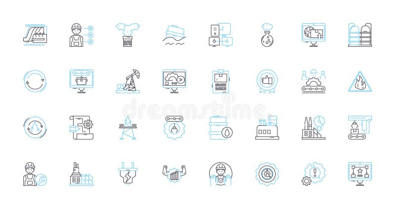 Smart Factory Linear Icons Set Automation Robotics Iot Industry