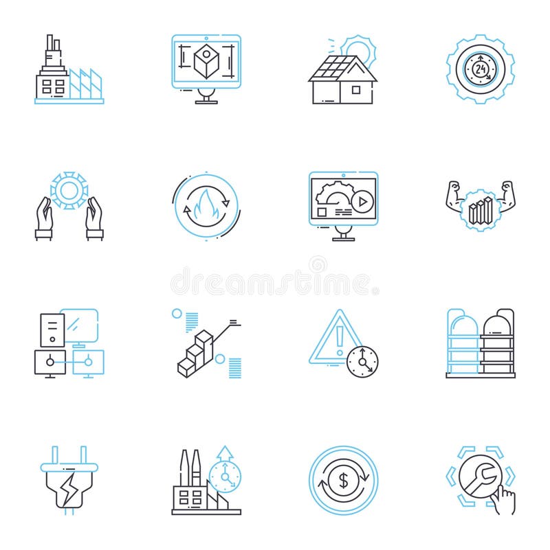 Digital Factory Linear Icons Set. Automation, Innovation, Robotics ...