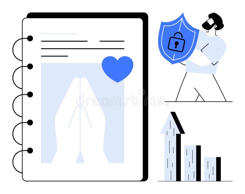 Digital Faith Elements with Prayer, Security Shield, and Growth Chart ...