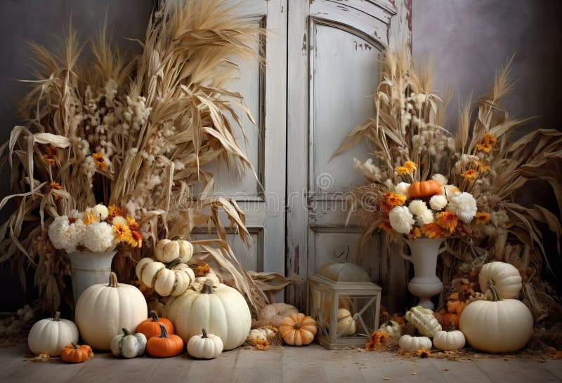 Digital Fall Pumpkin Backdrop Stock Illustration - Illustration of ...