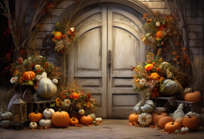Digital Fall Pumpkin Backdrop Stock Illustration - Illustration of ...