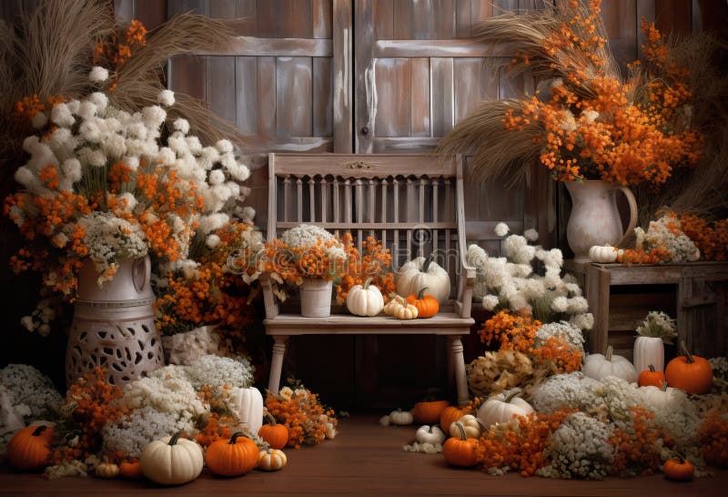 Digital Fall Pumpkin Backdrop Stock Illustration - Illustration of ...