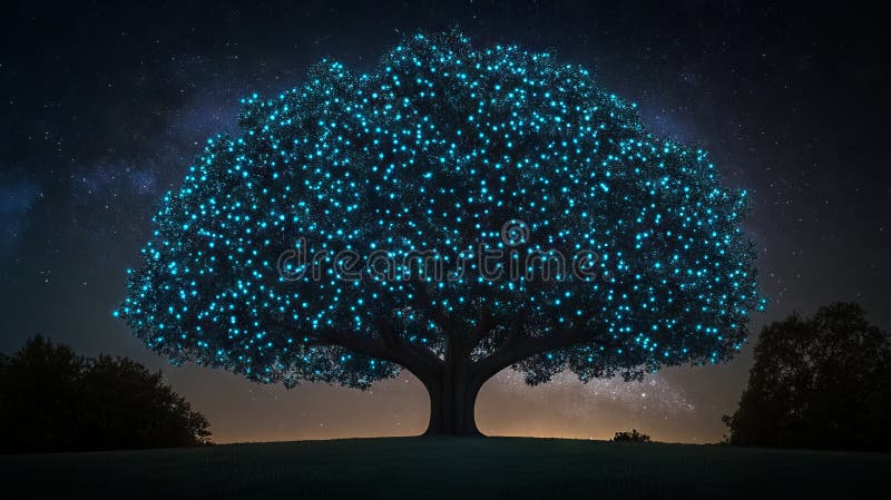 This Digital Fantasy Art Features a Mystical Glowing Tree Suspended ...