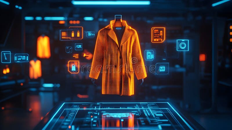 Digital Fashion Design Interface with Futuristic Clothing Prototypes ...