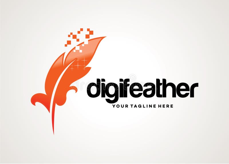 Digital Feather Logo Template Design Vector, Emblem, Design Concept ...