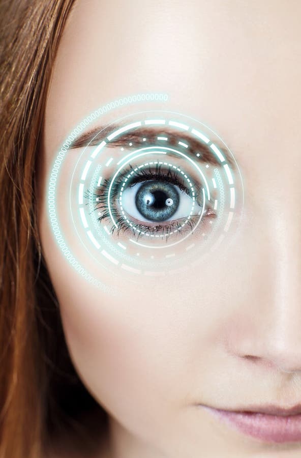 Digital Female Eye in Process of Scanning. Stock Photo - Image of ...