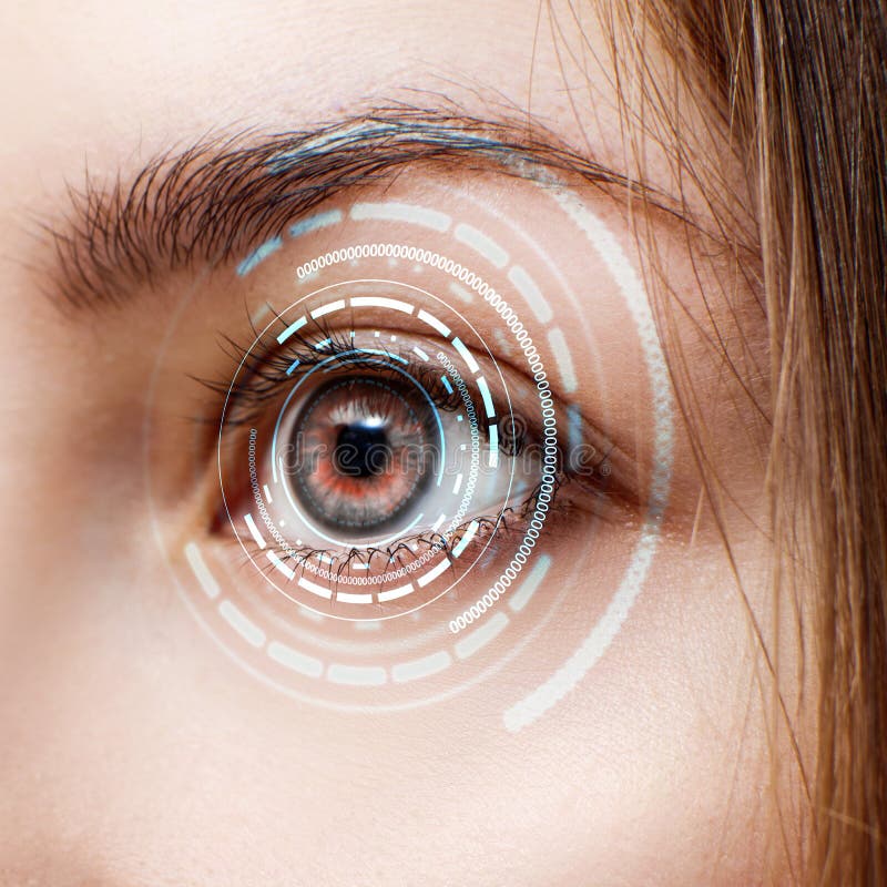 Digital Female Eye in Process of Scanning. Stock Image - Image of tech ...