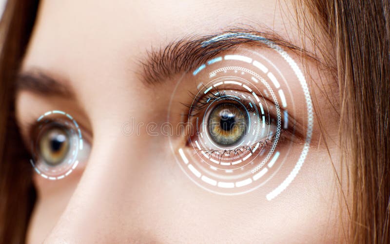 Digital Female Eye in Process of Scanning. Stock Image - Image of tech ...