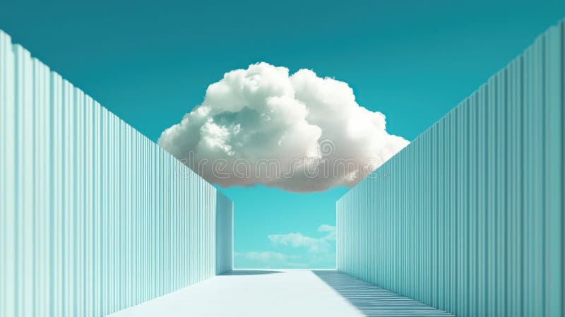 Digital Fence with Clouds in Serene Sky, Symbolizing Security and ...