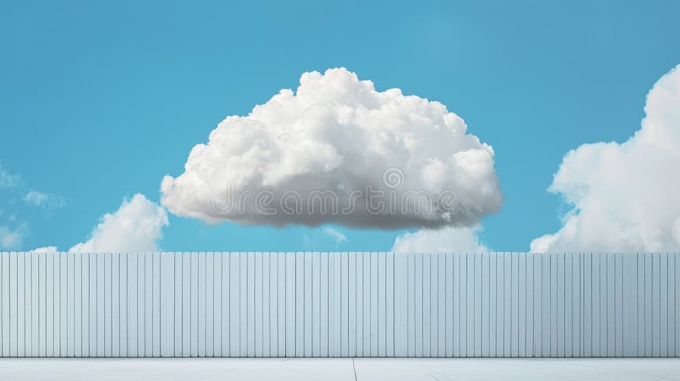 Digital Fence Surrounds Fluffy Clouds, Symbolizing Security and Privacy ...