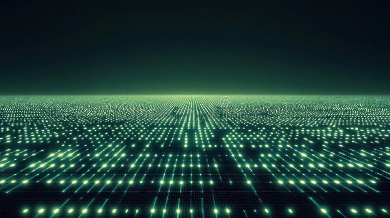 Digital Field, Glowing Lines Converge in Abstract Data Visualization ...