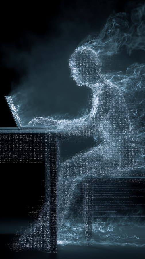 Person Made of Code Working on a Laptop. Generated Using AI Stock ...